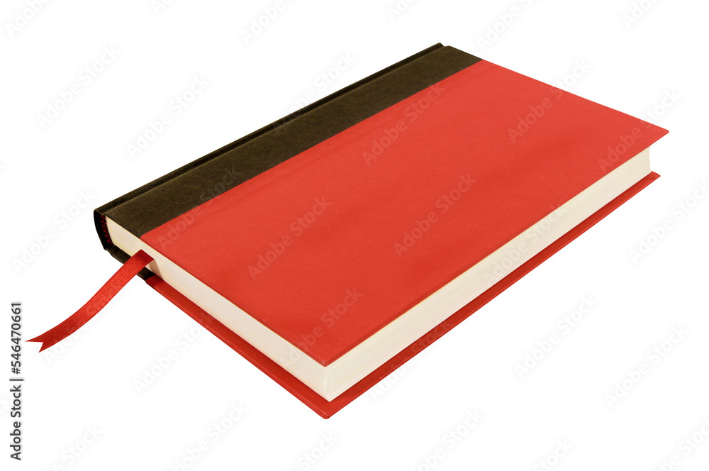 Red book textbook with bookmark ribbon isolated transparent background ...