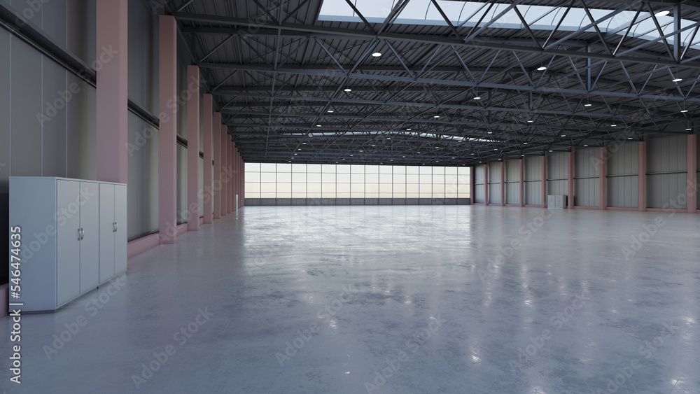 Airplane Hangar Interior 7b Stock Illustration | Adobe Stock