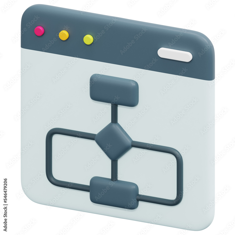 flowchart 3d render icon illustration ilustração do Stock | Adobe Stock