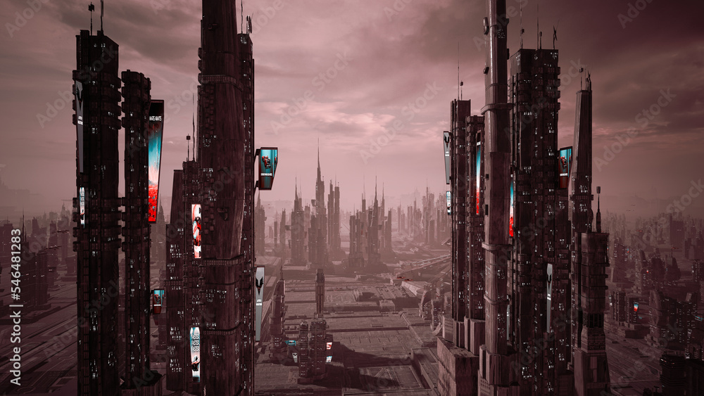 Futuristic cyberpunk city and metaverse concept, 3d render Stock ...