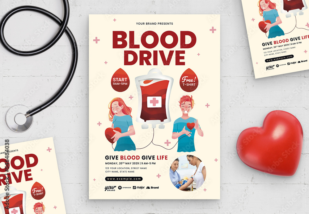 Blood Drive Flyer Template Stock Template | Adobe Stock