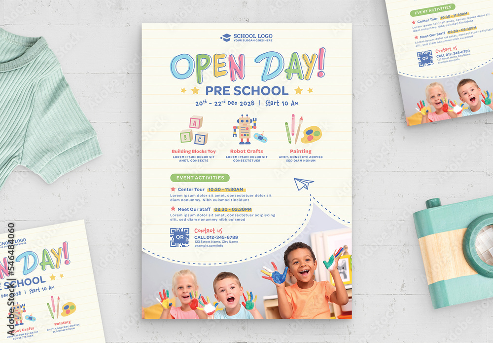 Kindergarten Preschool Flyer Template Stock Template | Adobe Stock