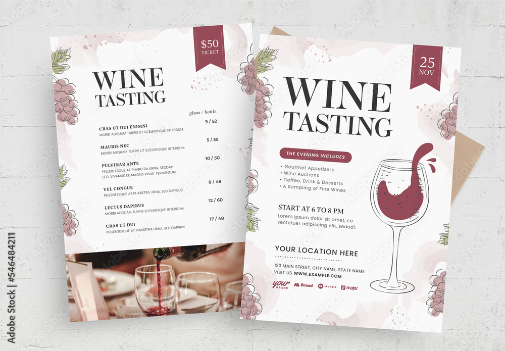 Wine Tasting Flyer Template Stock Template | Adobe Stock