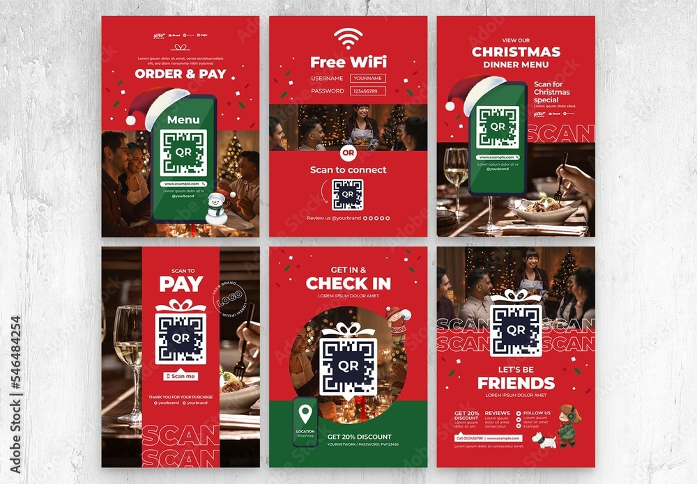 Christmas QR Code Flyer Template Stock Template | Adobe Stock