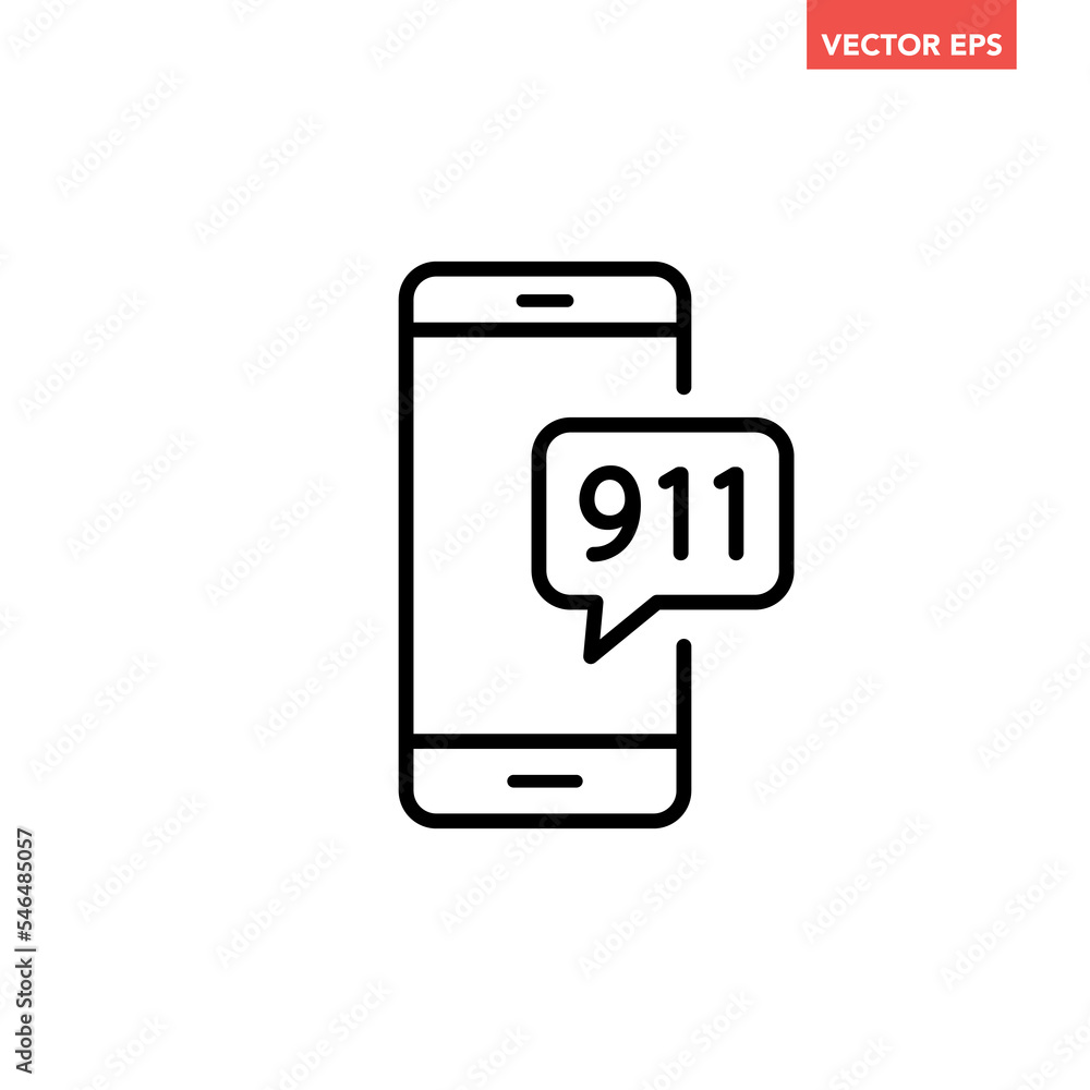 Black emergency call 911line icon, simple emergency helpdesk flat ...