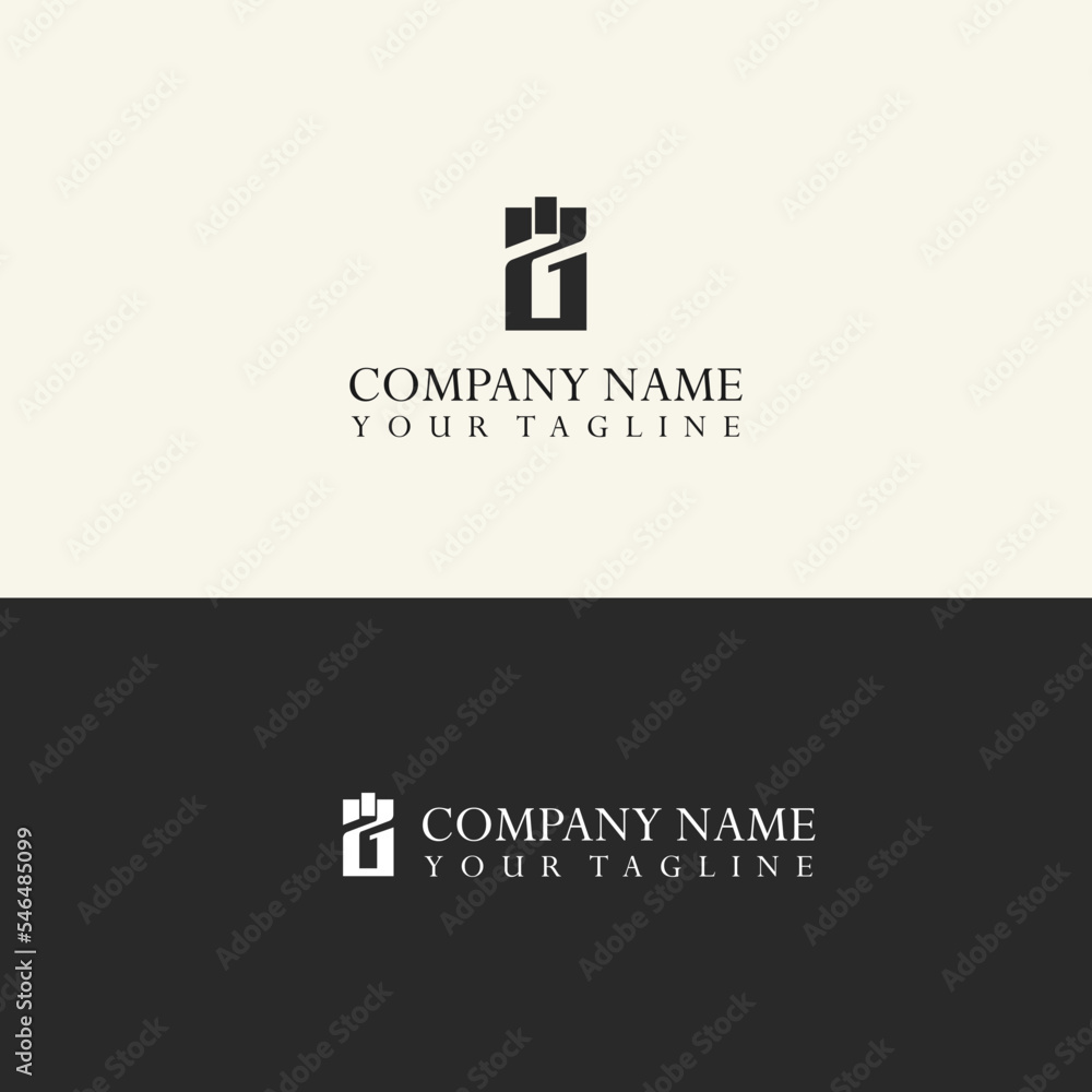 Initial letter and number logo, G and 2, G2, 2G, black negative space ...