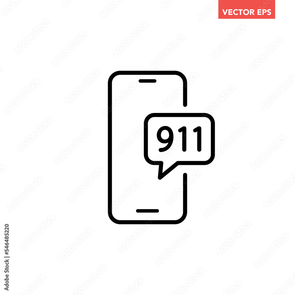 Vecteur Stock Black emergency call 911line icon, simple emergency ...