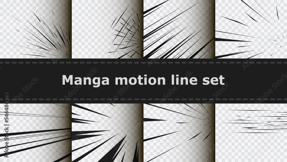 Speed lines as manga comic effect on transparent background collection ...