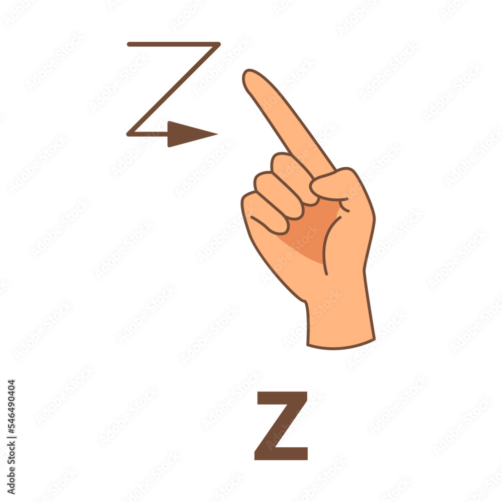 Hand showing letter Z, sign language alphabet vector illustration ...