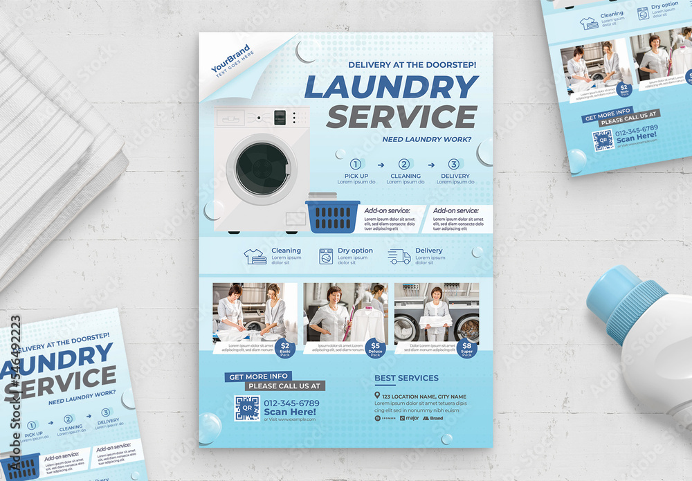Laundry Service Flyer Template Stock Template | Adobe Stock