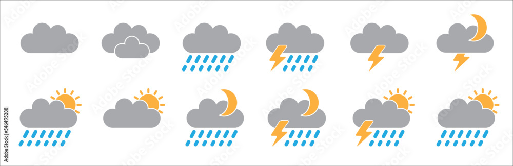 Weather icon set. Weather forecast vector icons for web and application ...