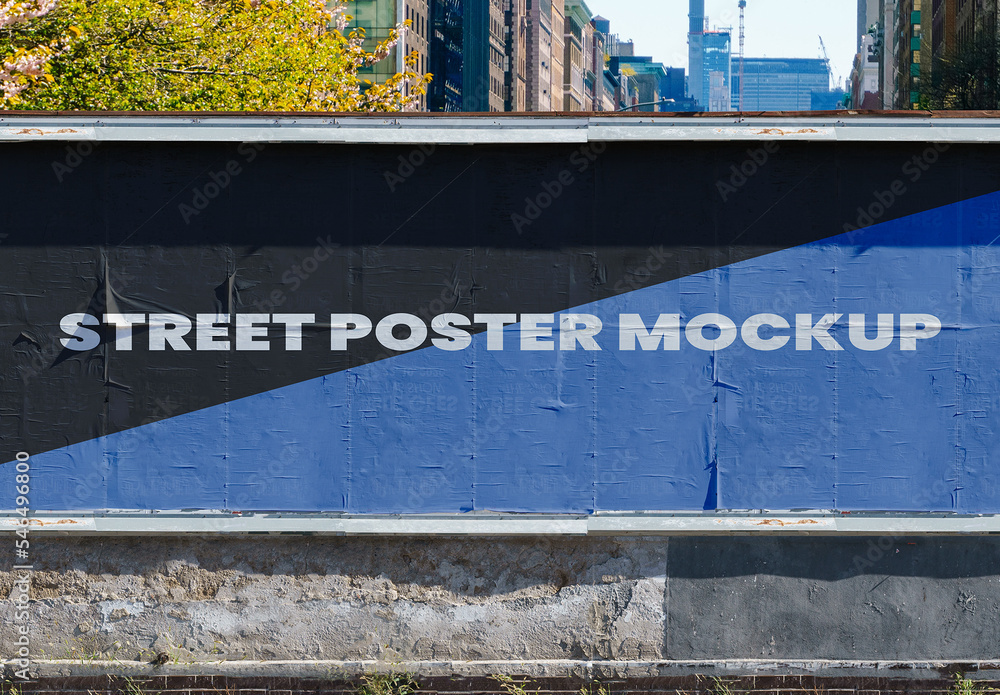 Street Outdoor Hoarding Poster City Mockup Template Stock Template ...