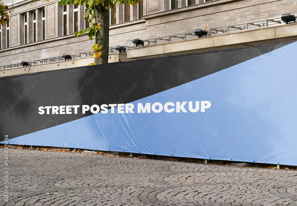 Street Outdoor Hoarding Poster City Mockup Template Stock Template ...