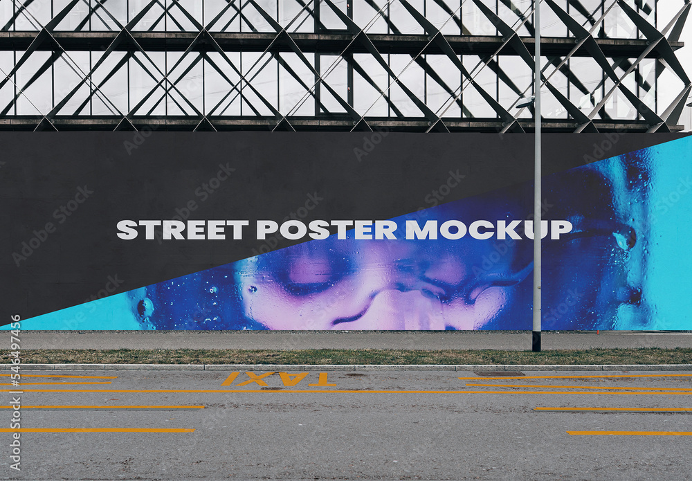 Street Outdoor Hoarding Poster City Mockup Template Stock Template ...
