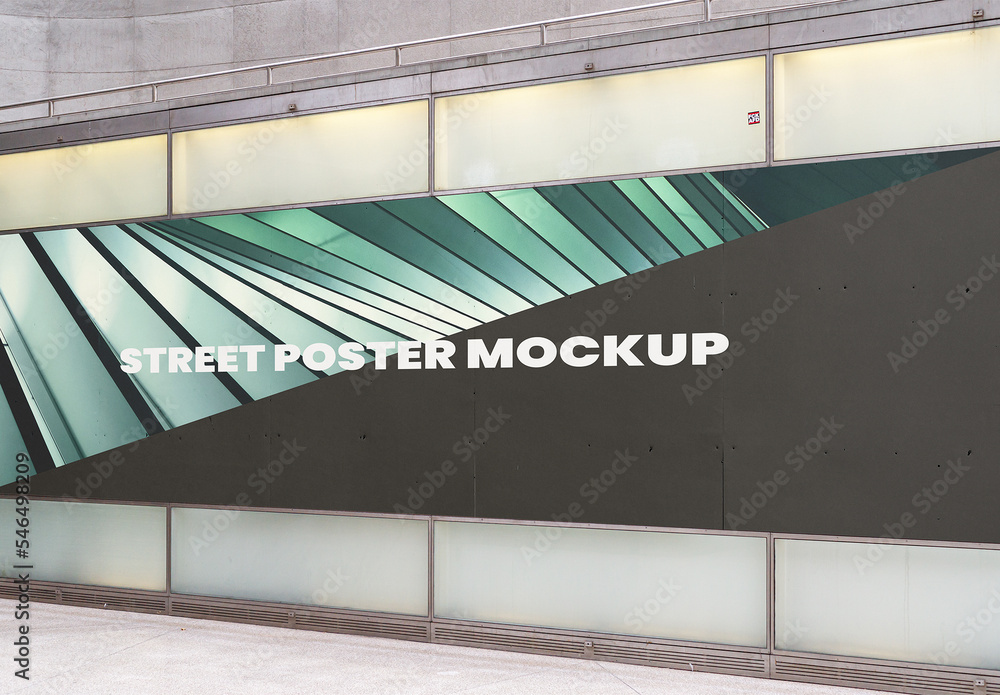 Street Outdoor Hoarding Poster Urban Mockup Template Stock Template ...