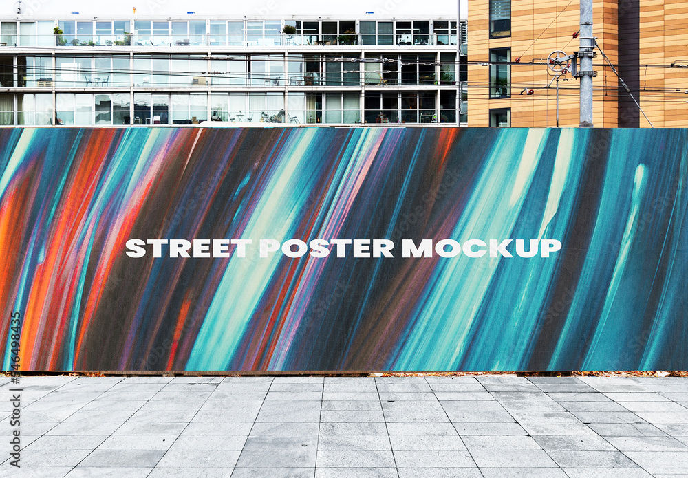 Street Outdoor Hoarding Poster Urban Mockup Template Stock Template ...