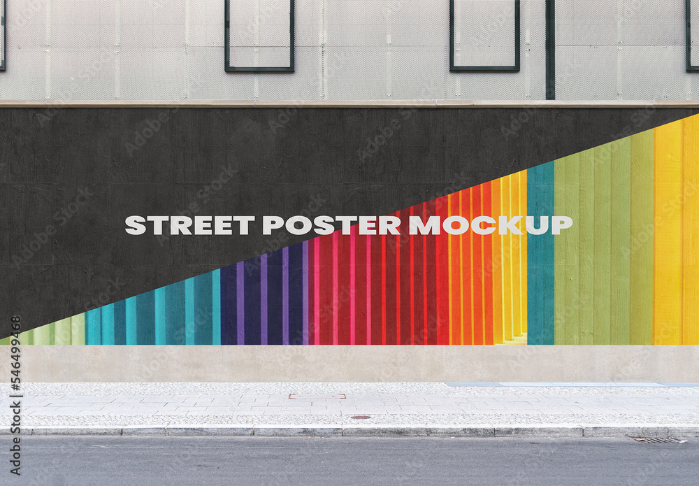 Street Outdoor Hoarding Poster Urban Mockup Template Stock Template ...