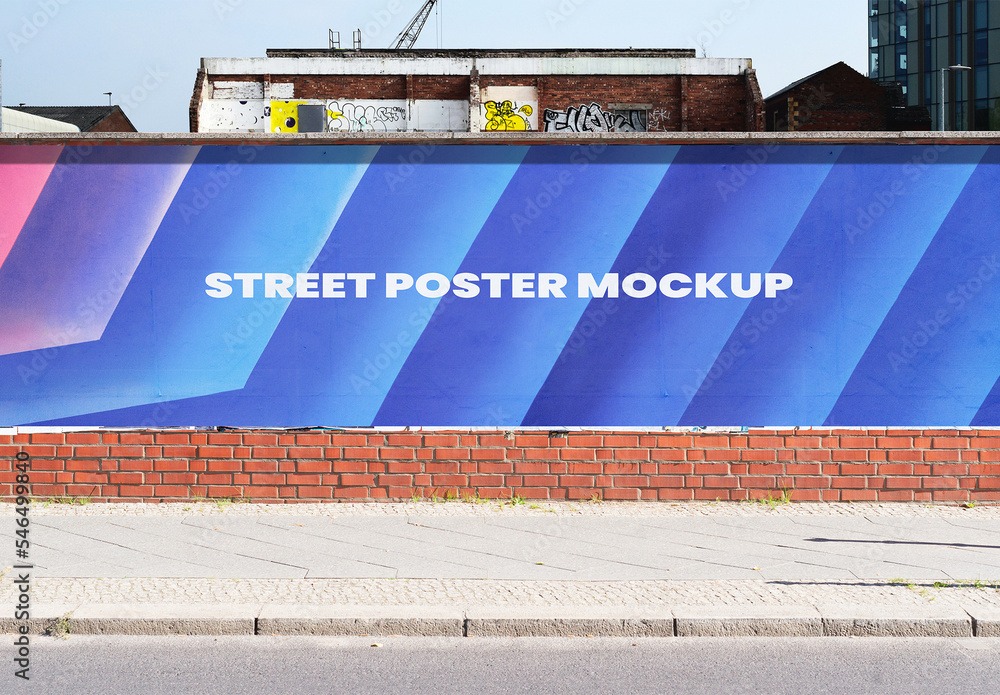 Street Outdoor Hoarding Poster City Mockup Template Stock Template ...