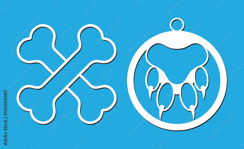 Dog paw footprint vector set. animal paw print laser cut Stock Vector ...
