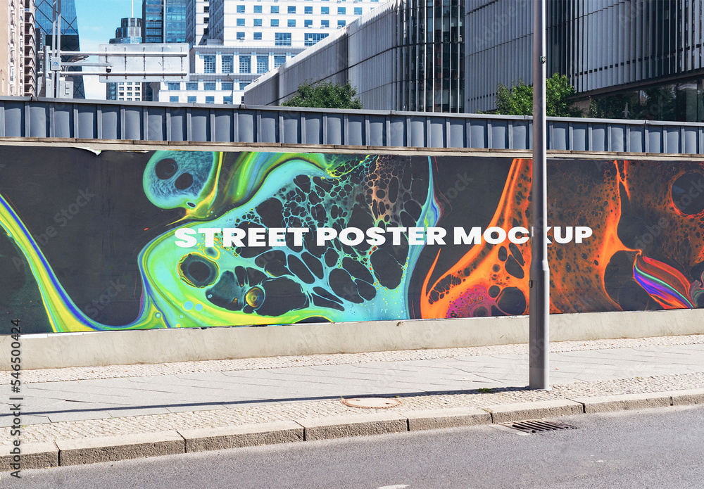 Street Outdoor Hoarding Poster City Mockup Template Stock Template ...