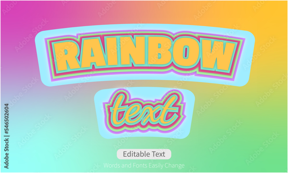Editable Rainbow text vector, rainbow color, changeable eps effect ...