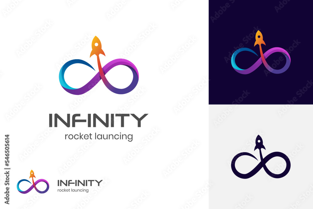 Vetor de infinity launch rocket logo icon design, rocket launch logo ...