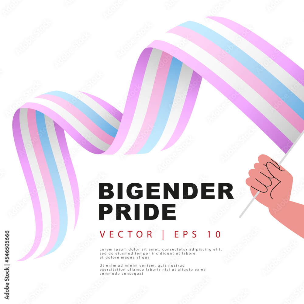 The Flag Of Bigender Pride In The Hand Of A Man Sexual Identification
