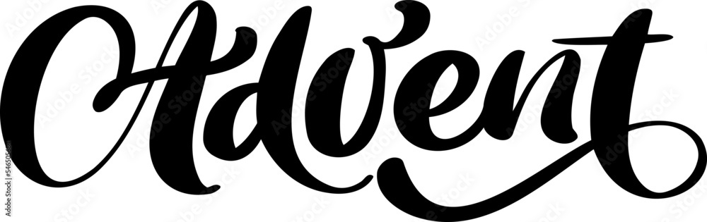 Vector handwritten calligraphy lettering text Advent. Design for winter ...