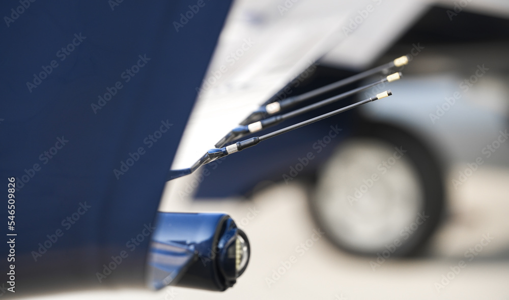 Instruments for measuring wind speed and temperature placed on the wing ...