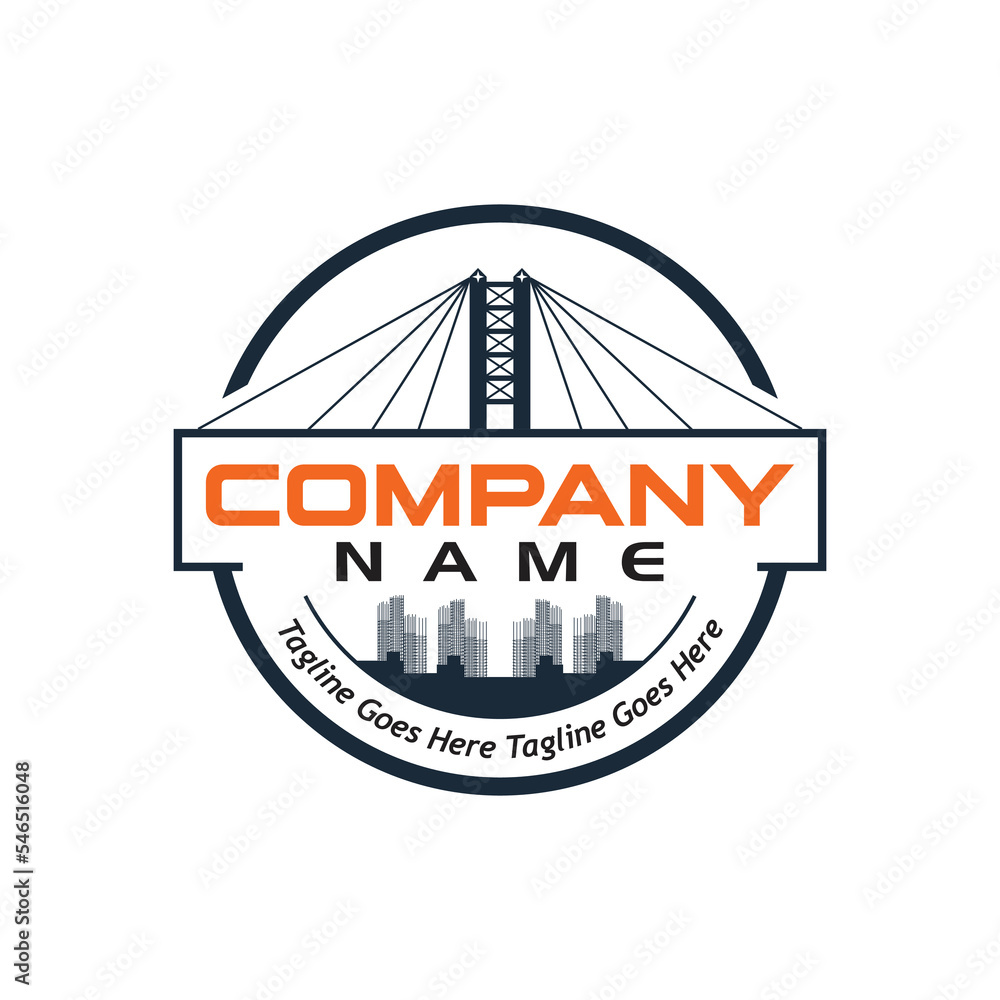 concrete bridge construction logo, sample company logo, a simple vector ...