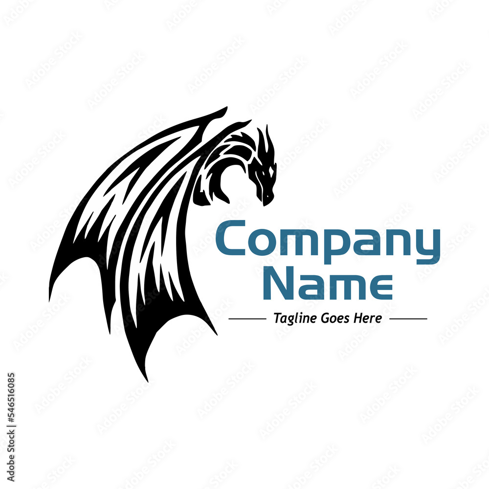 dragon head and wings logo, sample company logo, a simple vector design Stock Vector | Adobe Stock