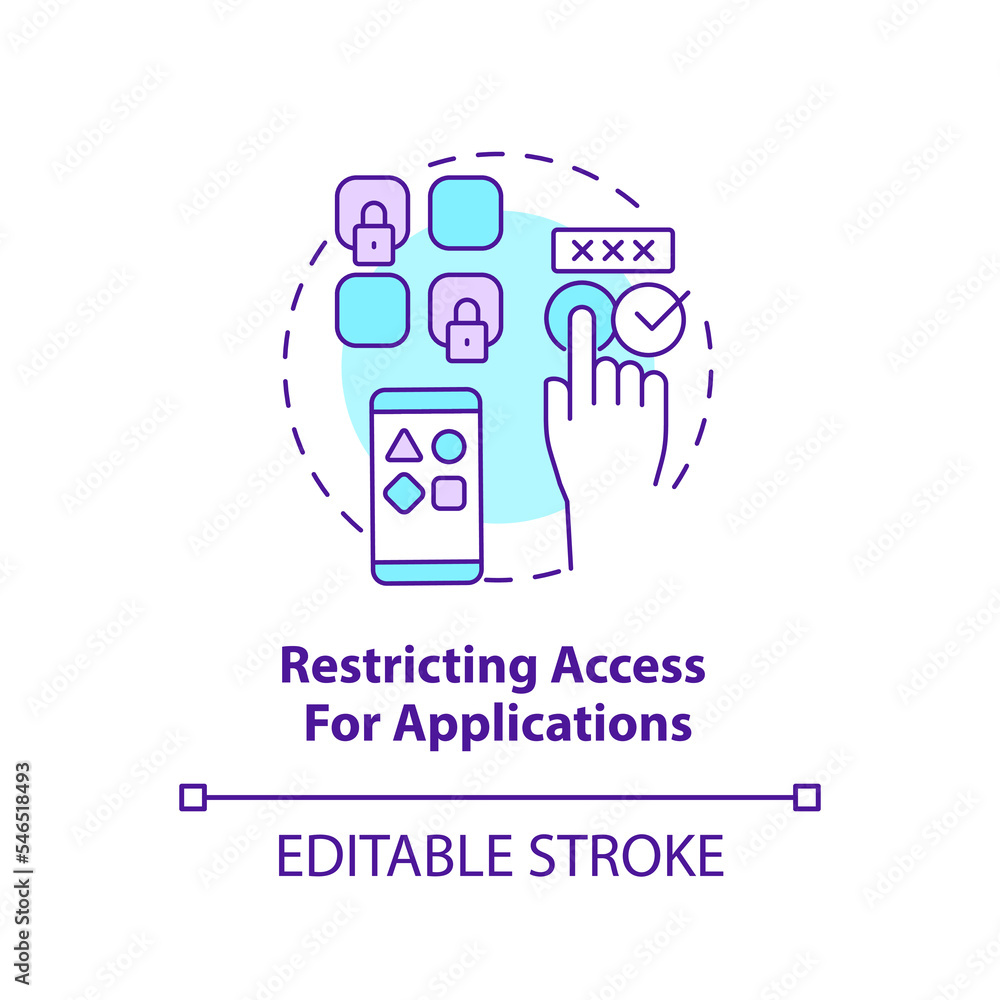 Restricting access for applications concept icon. Private information ...