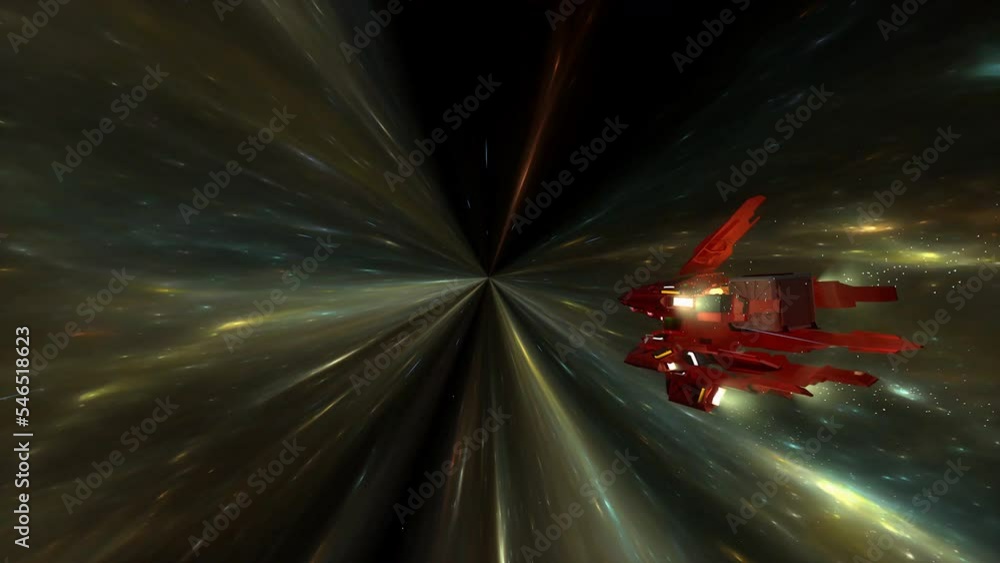 3d animated background of super-fast flying sci-fi spaceship ...