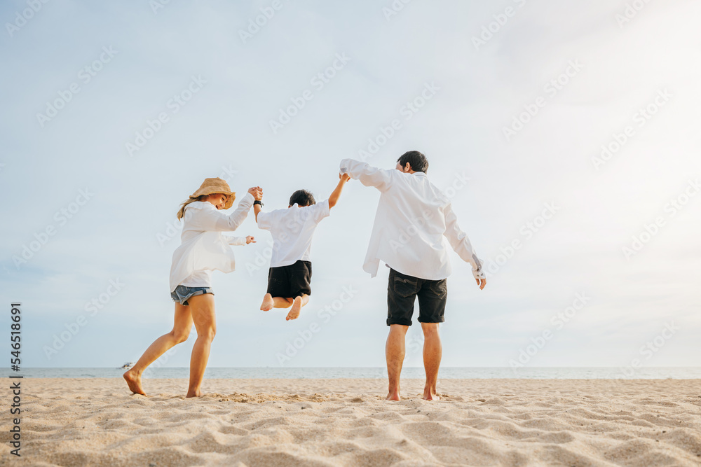 Happy Asian family have fun and live healthy lifestyle together on ...