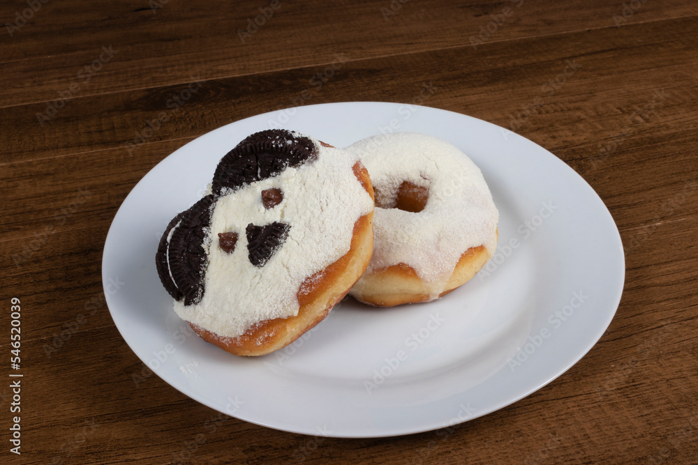 Sweet donuts with cream and powdered milk frosting and another fun bear ...