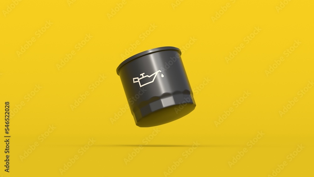 Car oil filter with check motor oil level icon 3d illustration. Engine ...