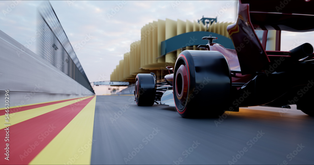 High-Speed Racing Car Drive on Winding Race Track to the Finish Line ...