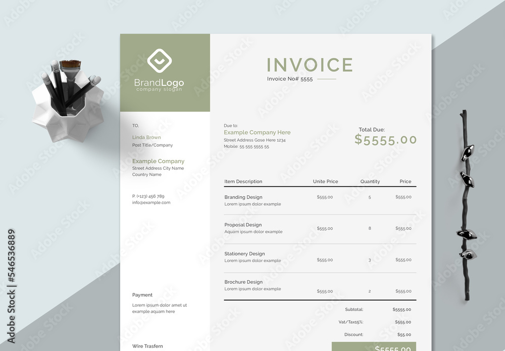 Simple Invoice Layout Stock Template | Adobe Stock