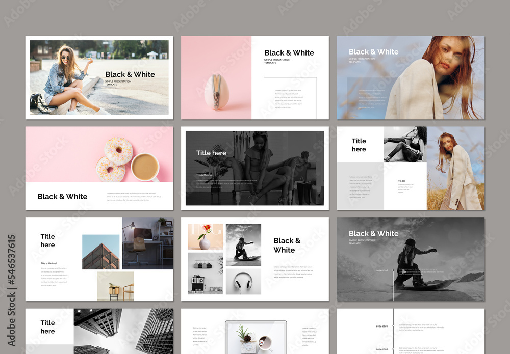 Black White Presentation Layout Stock Template | Adobe Stock