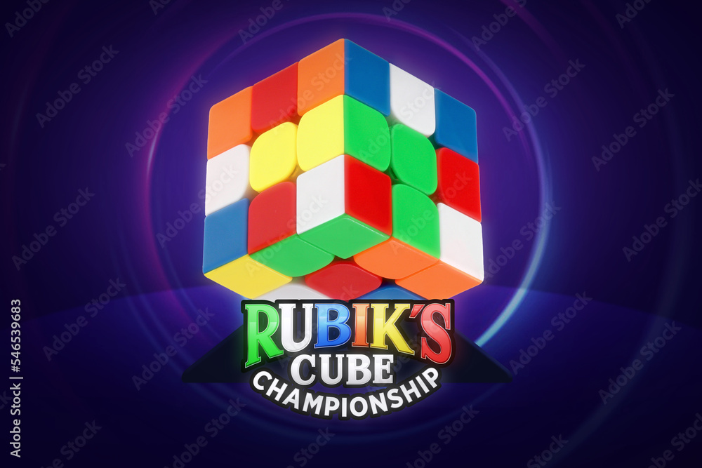 Unsolved Rubik's cube as a game logo for Rubik's Championship Stock Photo | Adobe Stock