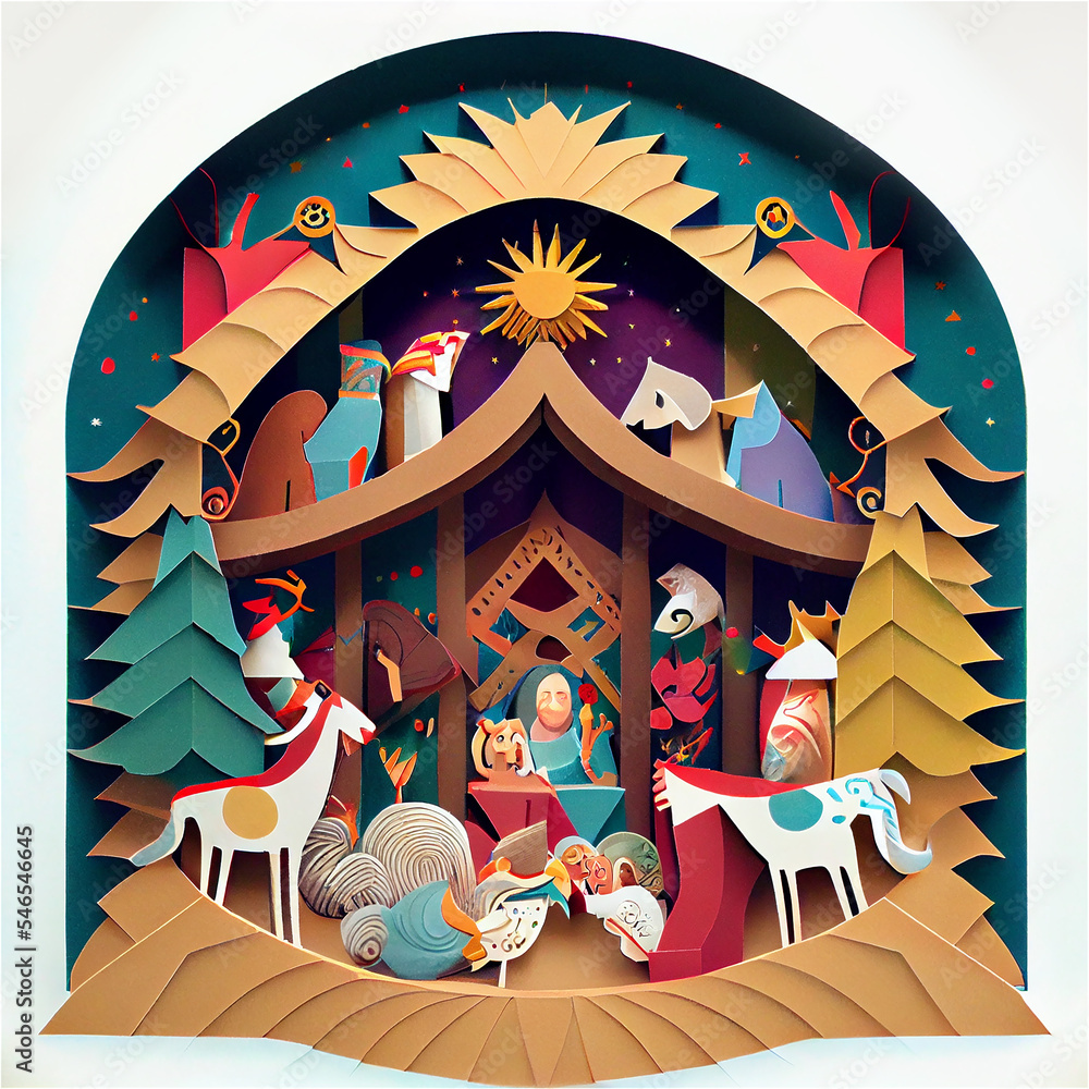 Photo & Art Print Origami nativity scene, FrankBoston
