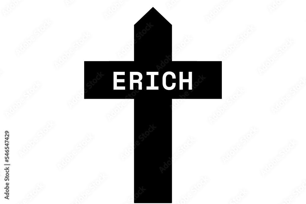 Erich: Illustration eines schwarzen Kreuzes mit dem Vornamen Erich ...