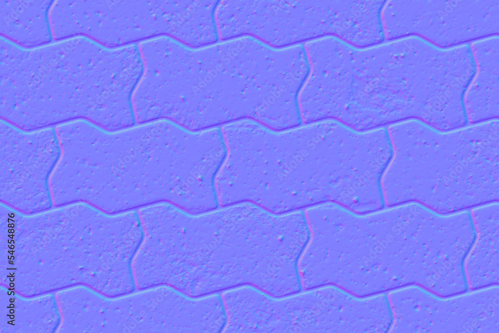Normal map of pavement seamless pattern with figured interlocking ...