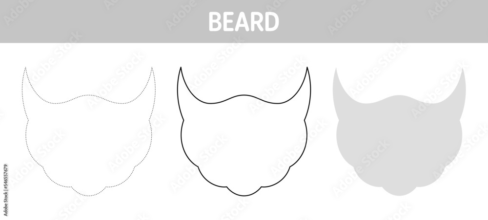 Beard tracing and coloring worksheet for kids Stock Vector | Adobe Stock