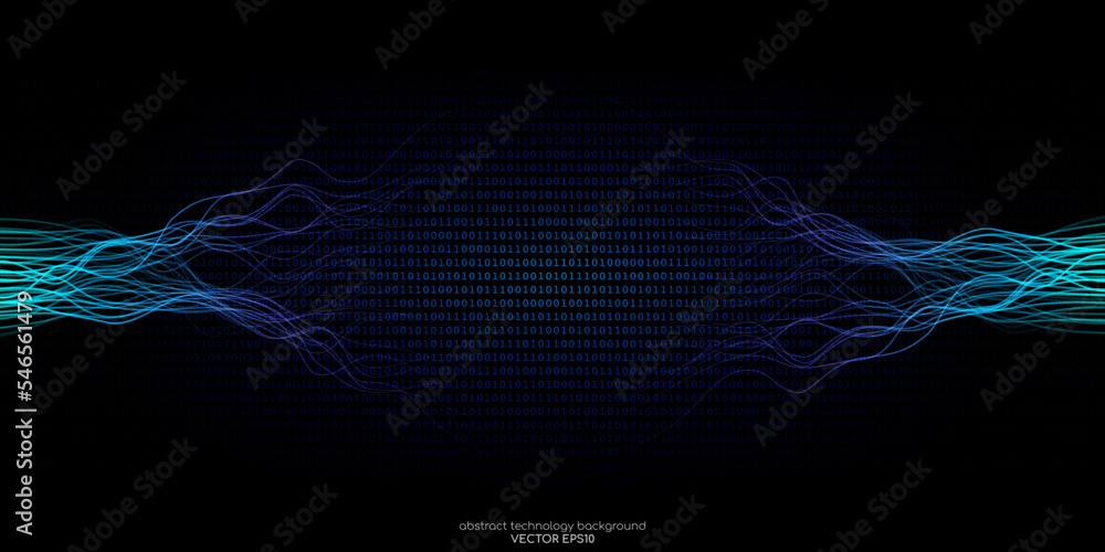 Vector abstract technology background wavy neural network lines and ...
