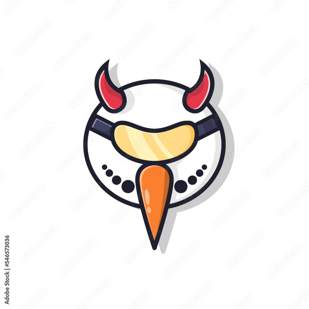 Devil Snowman Monster Vector for Winter. Devil or Snow Man for Design ...