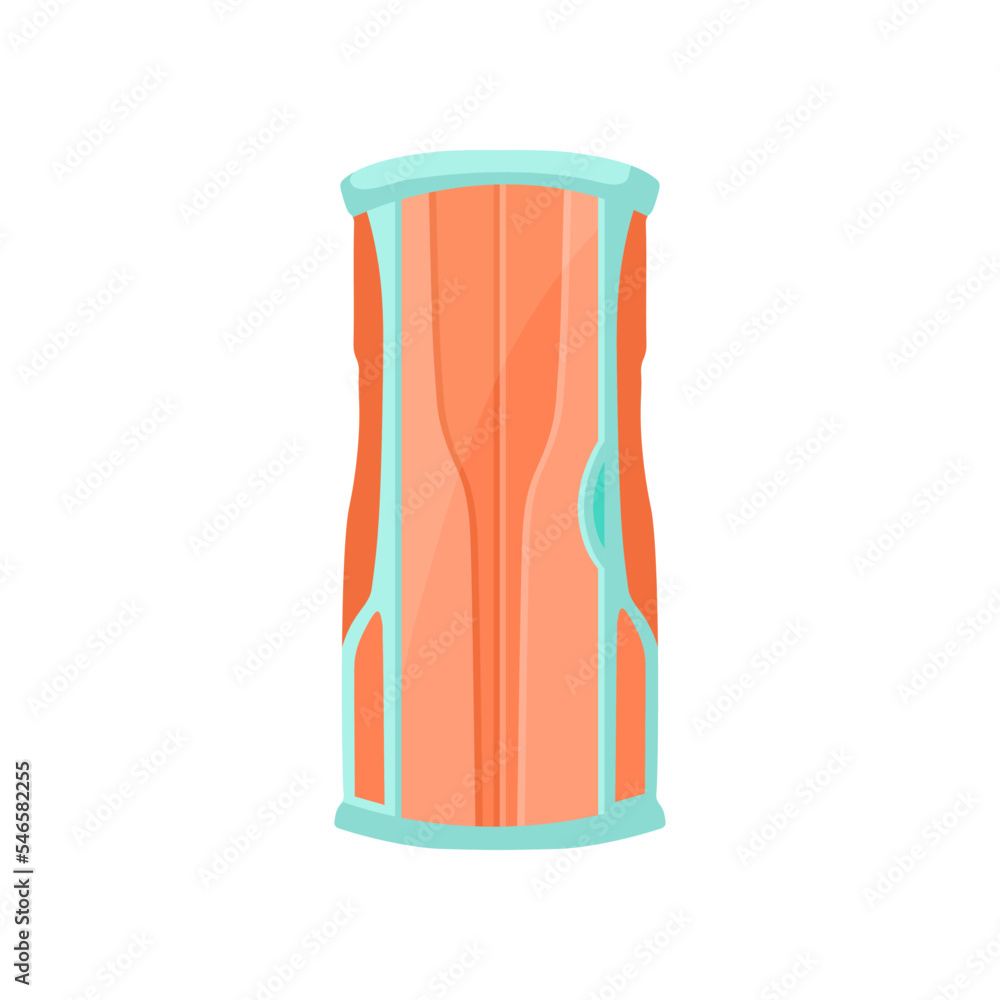 Orange and blue closed tanning cabin cartoon illustration. Cosmetic ...