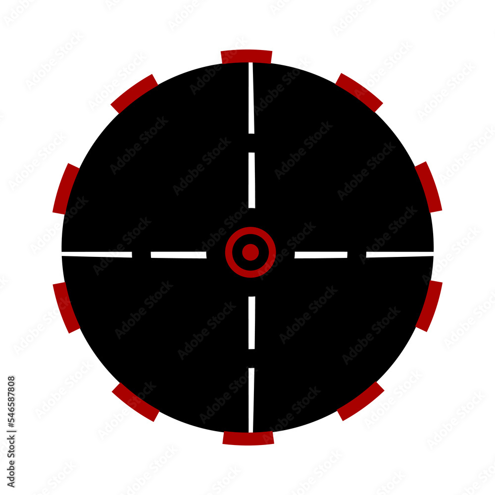 Black gun or rifle viewfinder cartoon illustration. Sniper scope or ...