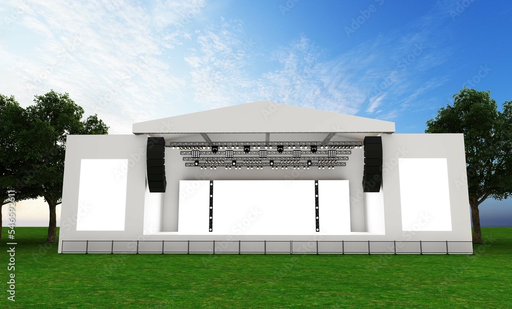 Stage rigging truss system with blank backdrop concert performance ...