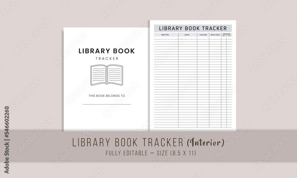 Library Book Tracker Kdp Interior Template Stock Vector | Adobe Stock